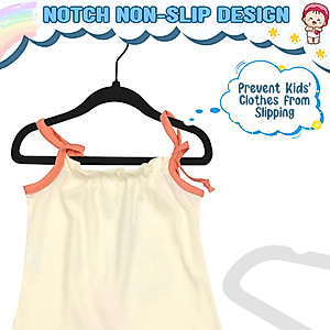 UniqNest Kids Velvet Hangers 20 Pack, 11.8" Non-Slip Felt Hangers with Black Hook, Space Saving Clothes Hangers Flocked Hangers for Coats, Sweaters, Jackets, Pants & Dress Clothes (Black)