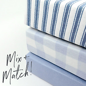 HonestBaby Fitted Crib Sheets Fits Standard Mattress Bassinet, Mini Prints 100% Organic Cotton Baby Boys, Girls, Unisex, Kentucky Blue Fitted Crib Sheet, One Size