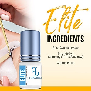 Forabeli Elite Fast Dry Eyelash Glue 5ml - 1 Sec Drying Time, 7 Weeks Retention, Maximum Bonding Power, Black Adhesive for Professional Use
