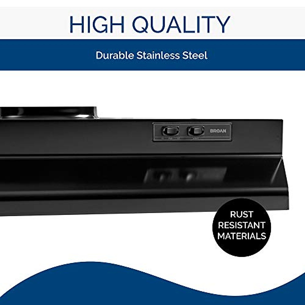 Broan-NuTone Economy 30-inch Under-Cabinet Easy Install Range Hood with 2-Speed Exhaust Fan and Light, 230 Max Blower CFM, Black