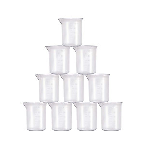 Bettomshin 10Pcs 100ml PP Plastic Measuring Low Form Beaker, Graduated Beakers Multipurpose Mixing Cups Transparent for Lab Kitchen Liquids