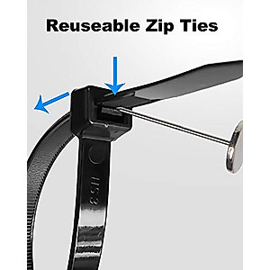 200lbs Long Zip Ties Heavy Duty Zip Tie 18 Inch UV Resistant Cable Tie Wraps Black Industrial Zip Ties Thick Nylon Wire Ties Large Plastic Zipties for Cable Management, Outdoor Use 50 pcs