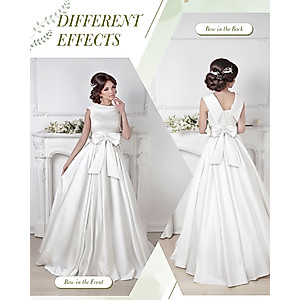 Glitopper Women Satin Waist Belts Dress Sash Waist Belt for Special Occasion Bridal Wedding Prom Formal 3.5'' Wide(White)