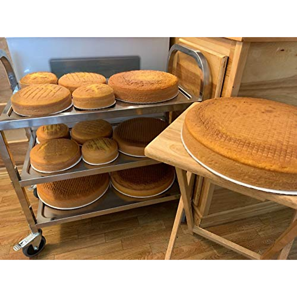 HLC Upgrade 3 Tier Heavy Duty Commercial Grade Utility Cart Kitchen Trolley Serving Cart with Wheels Stainless Steel Rolling Cart Storage Shelf for Hotel Restaurant Bar Home Use L30 x W16 x H33 Inch