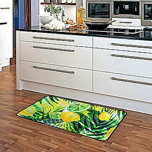 Green Leaves Palms Fruit Citrus Orange Lime Lemon Kitchen Rug Floor Mat Anti Fatigue Kitchen Mats 39 x 20 in Non Slip Absorbent Cushion Comfort Standing Mat Carpet for Home Decor