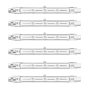 haraqi 6 Pack Halogen Light Blub R7S Base J Type 118mm Double Ended Floodlight Bulb 120 Volts 150 Watt T3 for Work, Security, Landscape Lights and Floor Lamps
