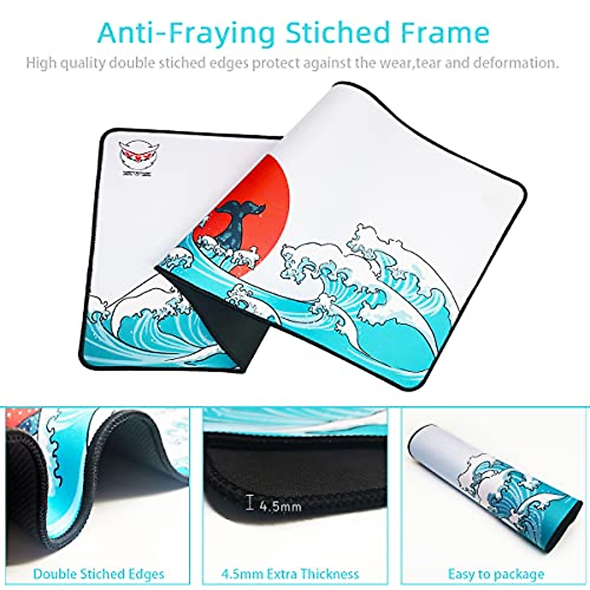 Womier Large Mouse Pad, Coral Sea Gaming Mouse Pad, Waterproof Big Desk Pads 27.6 x 11.8 Inches, Non-Slip Rubber Table Mat for Office Laptop PC Gamer, Kanagawa Surfing MousePads