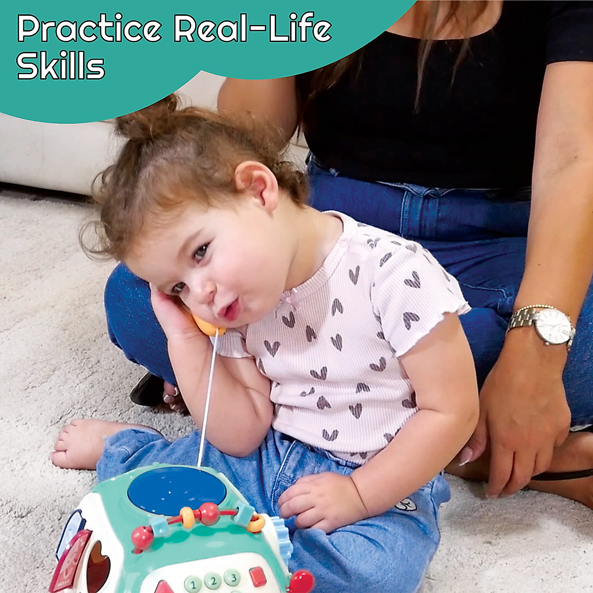 Musical Baby Bus Toys with Sound Effects, and Early Learning Activities for Toddlers 1-3, Fun and Interactive Play with Music, Sounds, Telephone, Drum, Shapes and Colors, Pink