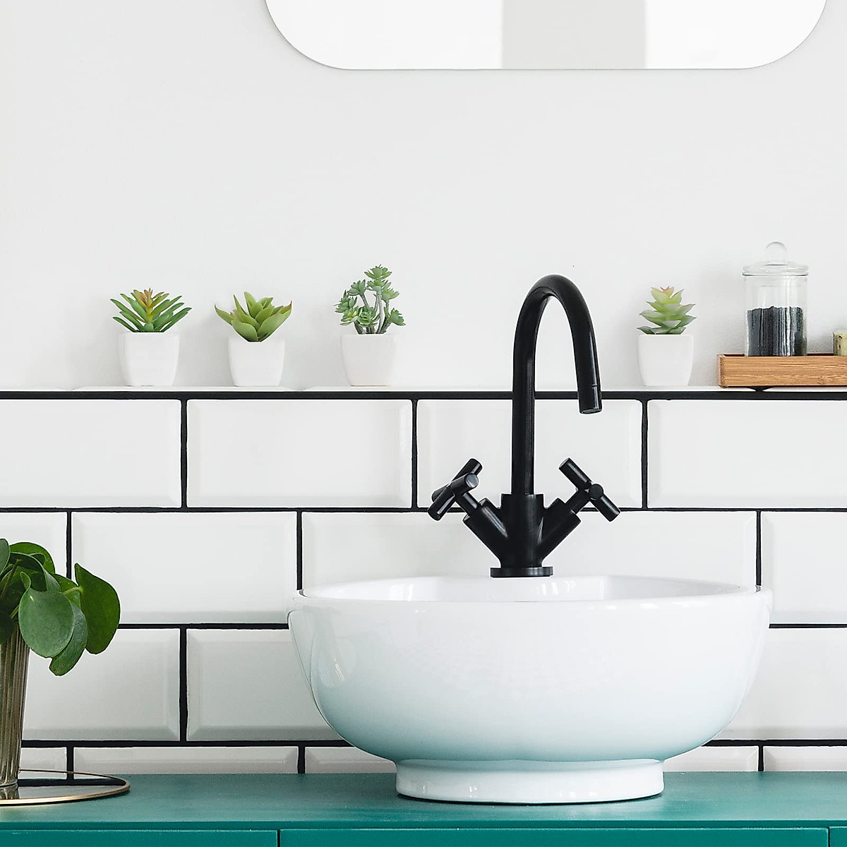 COCOBOO Artificial Succulents in Pots 4pcs Succulents Plants Artificial, Fake Succulents Small Potted Fake Plants for Desk Shelves Living Room Bedroom Kitchen Office Windowsills Decoration