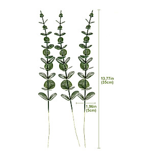EZFLOWERY 12 Pcs Artificial Eucalyptus Leaves Stems Real Touch Green Leaf for Wedding Arrangements Bouquet Office Party Centerpieces Garden Outdoor Ceremony Floral Home Décor