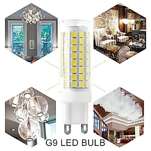 XRZT G9 Led Bulbs T4 Bi-Pin Base, 6000K Daylight White Light Dimmable Chandelier Light Bulb for Home Lighting Indoor Decoration, 7W (40W 60W 75W Halogen Replacement) Pack of 4