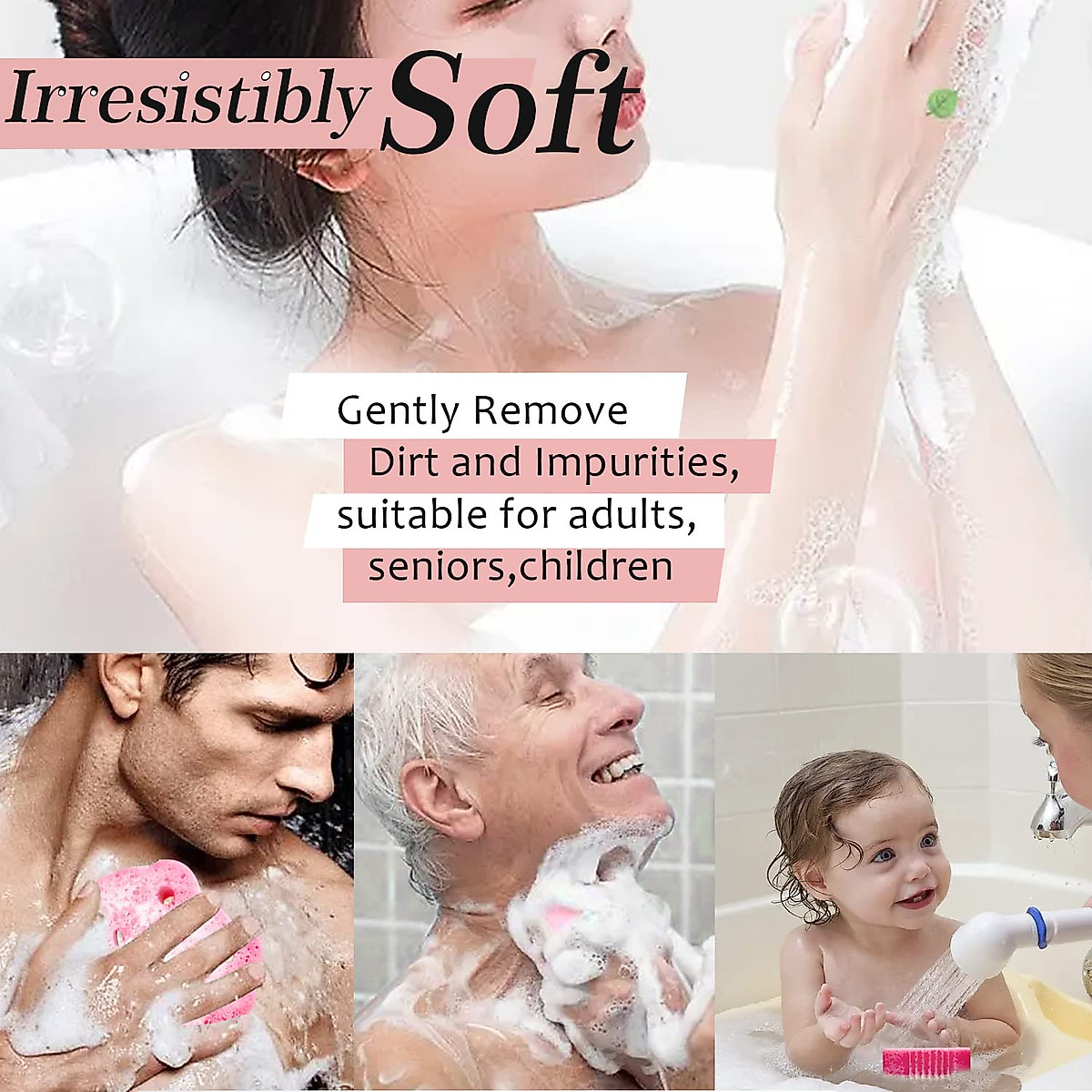 SmilePowo Double-Sided Bath Sponges, Personalized Frog Design, Soft&Gentle Cleaning Exfoliation, Loofah Body Scrubber Shower Body Sponges for Men,Women,Kids, 2 Packs Colorful as Gift for Family