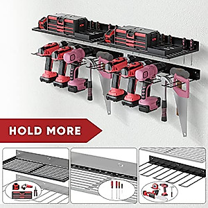 Doozx Power Tool Organizer, Drill Holder, Power Tool Organizer Wall Mount, Power Tool Storage, Heavy Duty Drill Holder Wall Mount, Drill Storage Rack For Garage, Solid Metal Black 2 pack 4 set