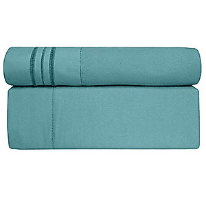 King Size Sheets - Breathable Luxury Bed Sheets with Full Elastic & Secure Corner Straps Built In - 1800 Supreme Collection Extra Soft Deep Pocket Bedding Set, Sheet Set, King, Misty Blue