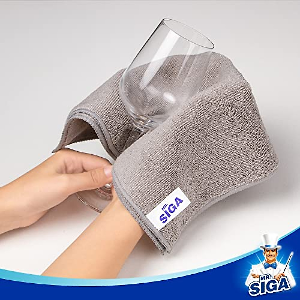 MR.SIGA Microfiber Cleaning Cloth, All-Purpose Microfiber Towels, Streak Free Cleaning Rags, Pack of 12, Grey, Size 32 x 32 cm(12.6 x 12.6 inch)