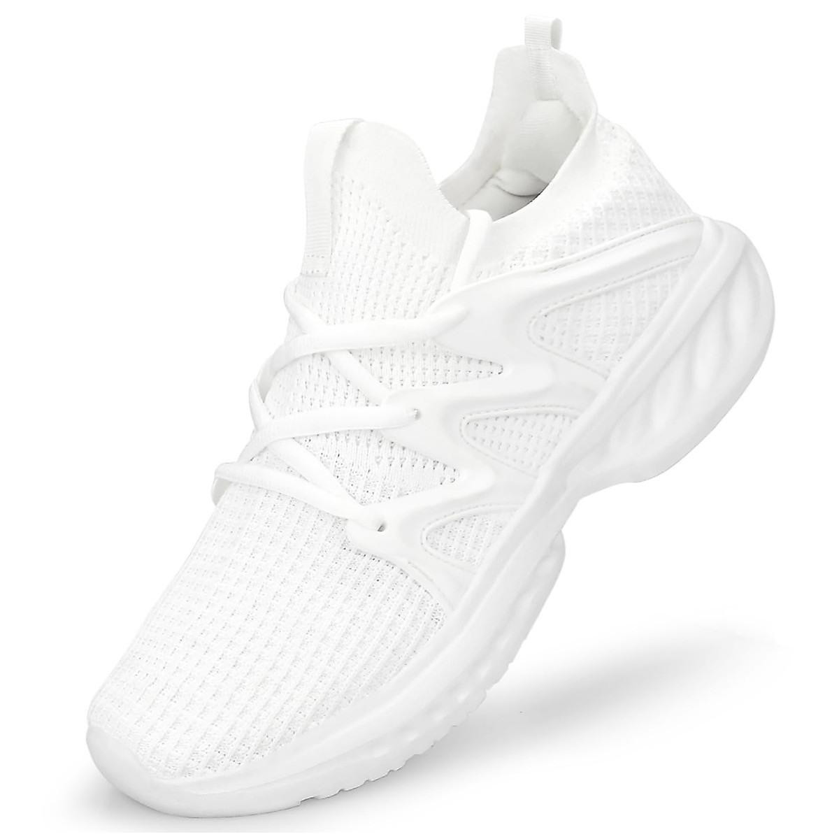 Pujcs Running Shoes Womens Breathable Tennis Shoes Non Slip Gym Workout Shoes Lightweight Mesh Walking Sneaker White Size 9