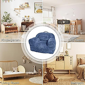 Louis Donné Bean Bag Sofa Chair, Ultra-Soft Foam Filling Arm Chair, Reading Couch for Kids, Teens and Adults, Lazy Sofa for Living Room, Bedroom - Blue