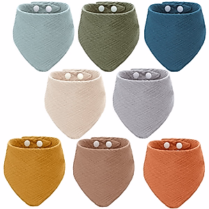 Funtery 8 Pieces Adult Drool Bibs Absorbent Large Drool Bandana Soft Drooling Snap Bibs Gifts for Special Needs Men Women, 8 Colors, 24.8 x 18.9 Inch