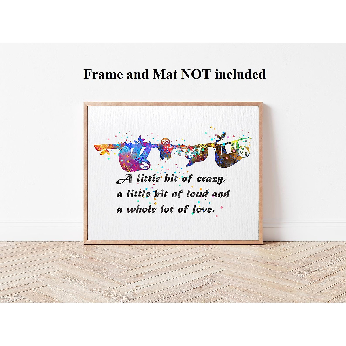 Dignovel Studios 8X10 Unframed Sloth Family of Four Family Motherhood Watercolor Art Print Poster Wall Art Nursery Kids Office Home Decor DN605