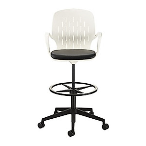 Safco Products Shell Extended Swivel Office Desk Computer Ergonomic Chair, Pneumatic Height Adjustable, White, Extended Height