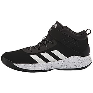 adidas Cross Em Up 5 Basketball Shoe, Black/Silver Metallic/White, 6 Wide US Unisex Big_Kid