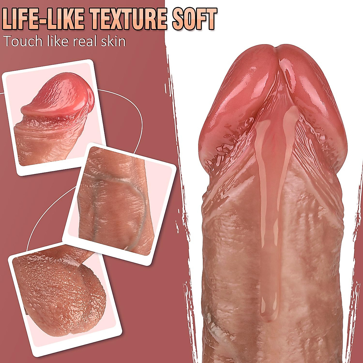 Thrusting Dildo Vibrator Sex Toys for Women, 4 in 1 Heated Realistic Dildos with 360° Rotation for Clit G Spot Anal Stimulation, 8.7" Thick Silicone Telescopic Dildos Adult Toys for Couple Lesbian