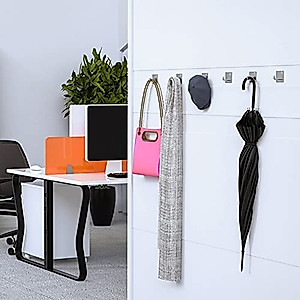 Heavy Duty Adhesive Hooks, Stick on Wall Adhesive Hangers, Strong Stainless Steel Holder, Self Adhesive Hooks for Kitchen Bathroom Home Door Towel Coat Key Robe 4 Packs (Silver)