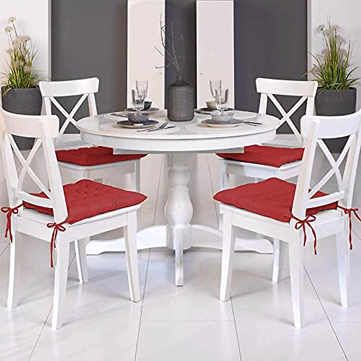 YYRZ Set of 4 Indoor/Outdoor Chair Cushion, Cotton Chair Pads Square, Cushions for Wicker Chair Seat, for Rocking, Dining, Patio, Camping, Kitchen Chairs (40X40cm),Yellow