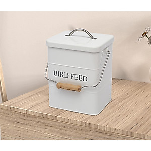 Morezi Bird Seed and Feed Storage tin with lid Included - White-Coated Carbon Steel - Tight Fitting lids - Storage Canister tins - White