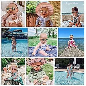 COCOSAND Baby Sunglasses with Strap UV400 Flexible Retro Square for Toddler Kids Boys Girls Age 0-24 Months