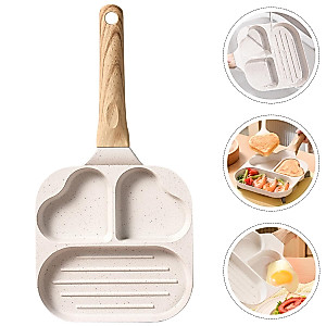 VINTORKY Three in One Pot Kitchen Egg Pan Burger Skillet Pan Japanese Omelette Pan Divided Skillet Daily Use Frying Pan Square Pan 3 Section Pan Griddle Burger Pan Triple Aluminum