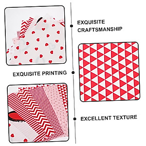 STOBOK 8 Sheets Love Fabric Decor Heart Printing Fabric Patchwork for DIY Valentine Quilting Fabric Heart Printing Patchwork DIY Valentine's Day Patchwork Cotton Red Line Manual