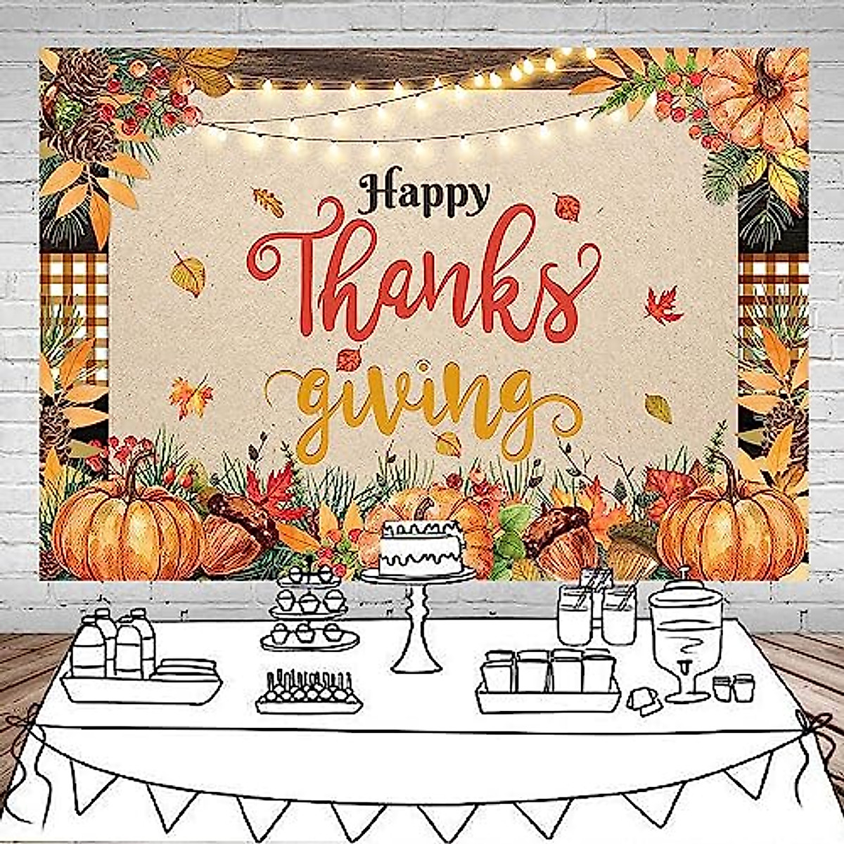 Mocsicka Fall Thanksgiving Party Decorations Rustic Wood Maple Leaves Pumpkin Photography Background Happy Thanksgiving Farm Harvest Photo Booth Props (7x5ft)