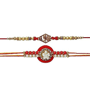 Set of 2 Rakhi for Brother Rakhi Thread for Bhai Bhabhi Bhaiya Bhabhi and Bhatiji veera Raksha Bandhan Rakhi gift Pack Set Dora Bracelet Kalwa for Brother Sister Indian Traditional Festival Rakhi