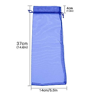 Bezall 20Pcs Organza Wine Gift Bags with Drawstrings, Mesh Wine Bottle Covers for Christmas, Wedding, Birthday, Wine Tasting, Housewarming (Royal Blue)