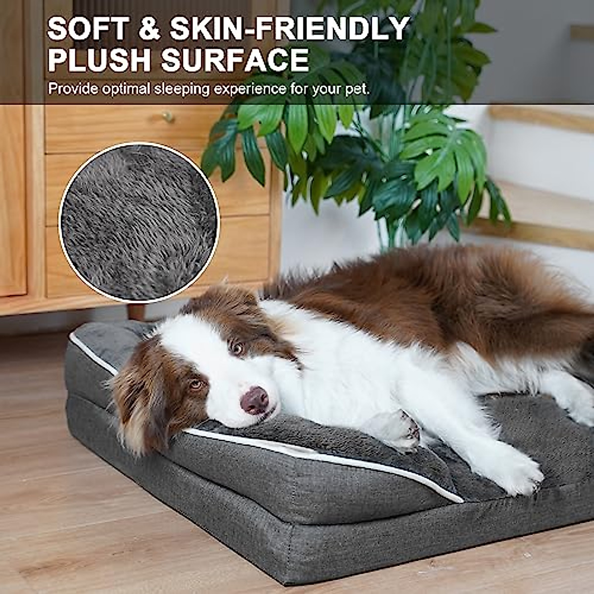 DogBaby Dog Beds for Large Medium Dogs, Washable Medium Dog Bed, Dog Couch Bed for Comfortable Sleep, Orthopedic Egg Foam Bolster Dog Bed with Removable Washable Cover and Nonskid Bottom, Pet Bed