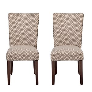 HomePop Parsons Classic Upholstered Accent Dining Chair, Set of 2, Brown