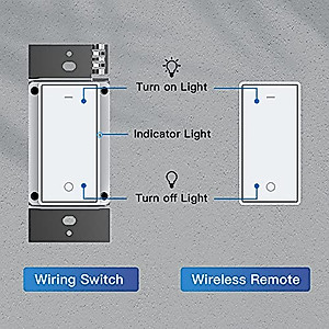 ORVIBO Smart Light Switch with Remote, Single Pole and Wireless 3 Way Smart Switch Works with Alexa and Google Home, Neutral Wire Required, No Hub Required, 2.4GHz WiFi Light Switch, Not dimmable