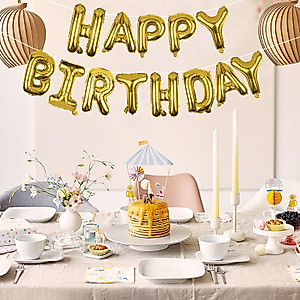 Happy Birthday Banner (3D Gold Lettering) Mylar Foil Letters | Inflatable Party Decor and Event Decorations for Kids and Adults | Reusable, Ecofriendly Fun