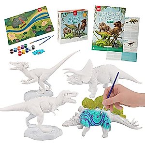 Nene Toys Dinosaur Painting Kit for Kids 3-7 Years [The Kings] – Includes 4 Museum Replicas, 2 Paint Sets, 2 Brushes, Educational Poster and Playmat – Art & Craft Paint Toy for Boys and Girls