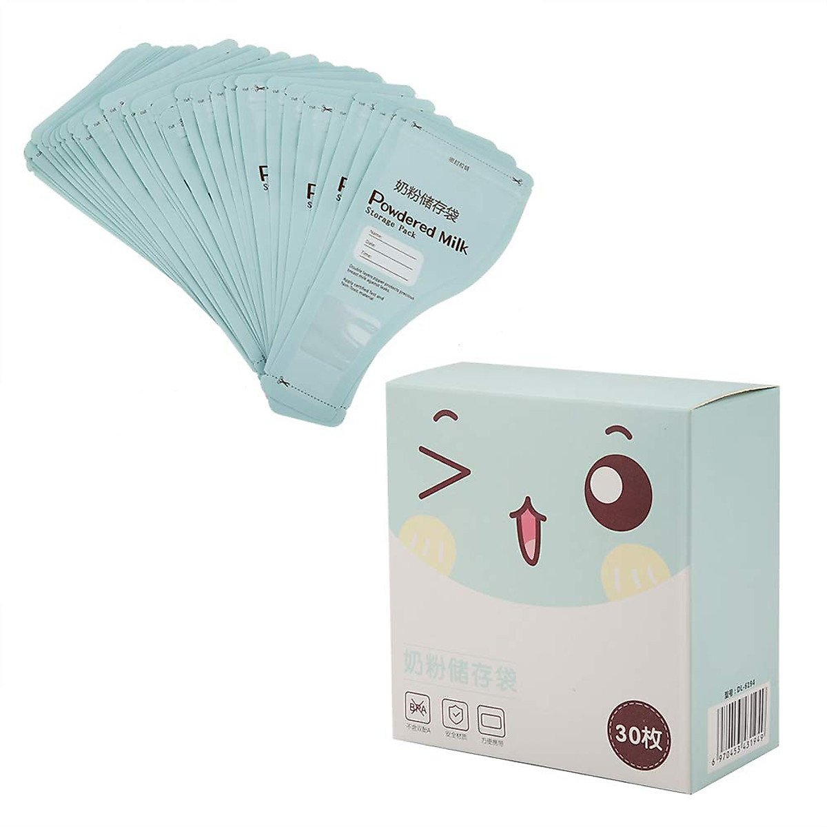 Yosoo 30Pcs Milk Powder Storage Bags, Portable Feeding Milk Powder Storage Pack Disposable Milkpowder Pouches for Travel Trip, Blue