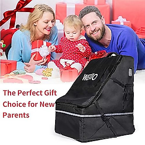 WEXIO Padded Car Seat Bags for Air Travel，Waterproof Infant Carseat Bag for Airport， fit for Evenflo Maxi Cosi Britax Graco Chicco Cybex Diono Nuna Peg Doona (Black and Gray)