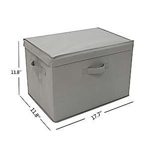 Sebadaci Storage Bins Cubes Baskets with Lids Handles Stackable Collapsible Storage Bins Baskets for Shelves, Organizing, Office Organizer, 3-pack Fabric Storage Cubes Living Room Closet, Gray, Large