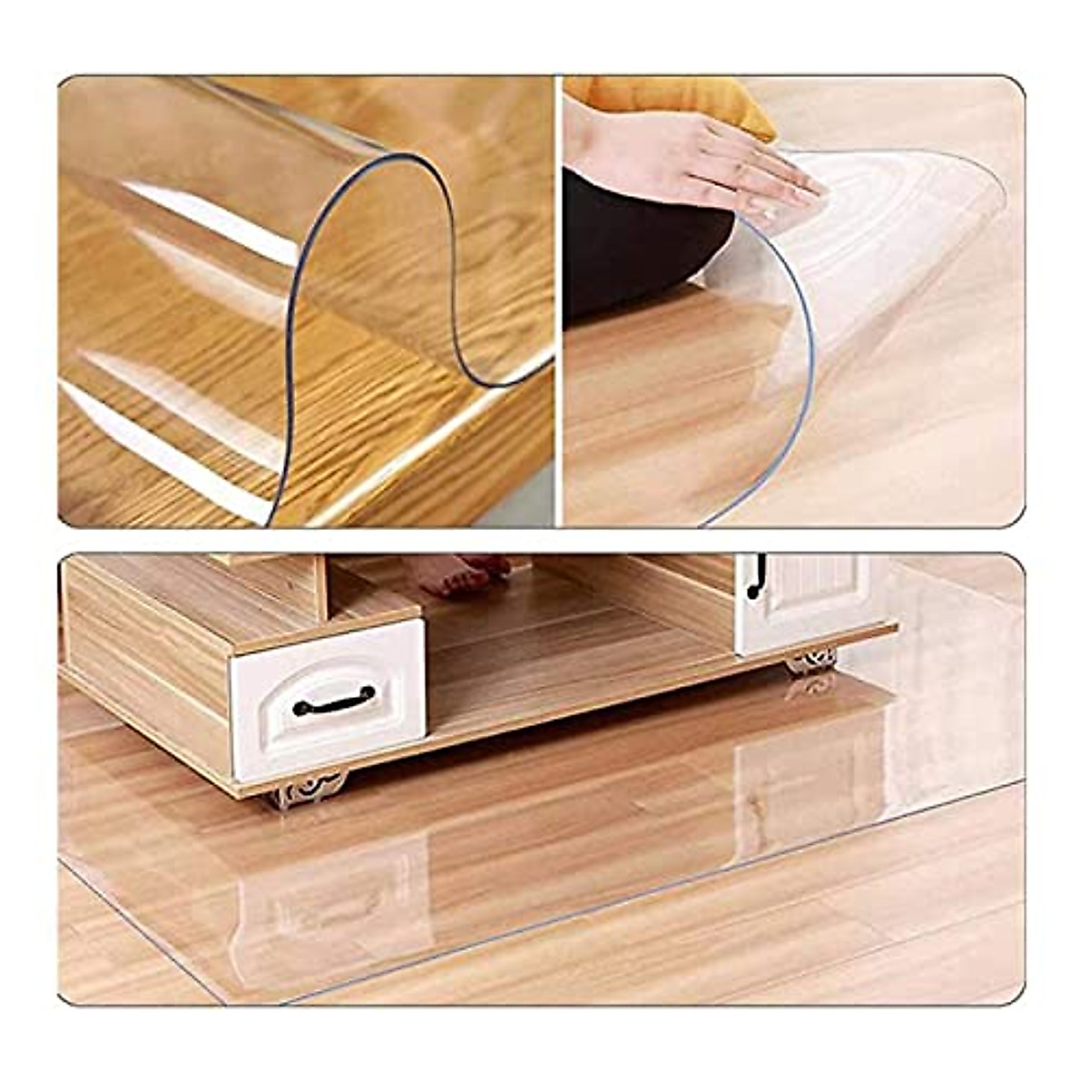 Clear PVC Desk Chair Mat Office Chair Mat for Hardwood Floor, Non-slip Entrance Door Mats, Can Be Cut,2.0mm Thick,Hardwood Floors Protection Pad for Cycling Bike/Table/Desk/Chairs,40/50/60/70/80/90/10