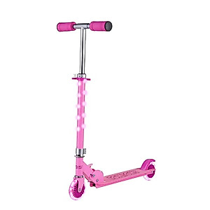 Voyager 2 Wheel Kick Scooter with Light Up Wheels and T-bar – Foldable, Non-Slip Deck, Comfortable & Smooth Ride