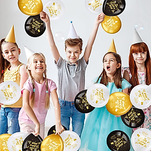 45 Piece 12 Inch Birthday Party Latex Balloons, Black Gold White Theme Party Balloon Birthday Anniversary Party Decoration for Girl Boy Women Men Birthday Party Supplies Indoor Outdoor Decoration