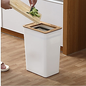 Dicunoy Plastic Slim Trash Can, 2.4 Gallon White Garbage Container, Little Wastebasket Garbage Bin for Bathroom, Living Room, Home, Kitchen, Office Hold Waste, Recycling