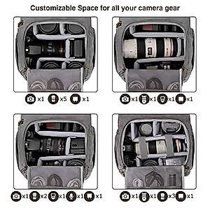 Camera Backpack, BAGSMAR DSLR Camera Bag Backpack, Anti-Theft and Waterproof Camera Backpack for Photographers, Fit up to 15" Laptop with Rain Cover, Grey