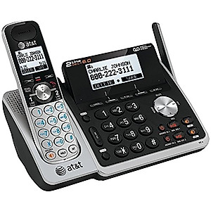 AT&T TL88102 DECT 6.0 2-Line Expandable Cordless Phone with Answering System and Dual Caller ID/Call Waiting, 1 Handset, Silver/Black