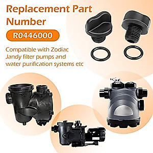 POOLOOP R0446000 Drain Plug with O-Ring Replacement Compatible with Zodiac Jandy Filter Pumps & Water Purification System(2 Pack) Black